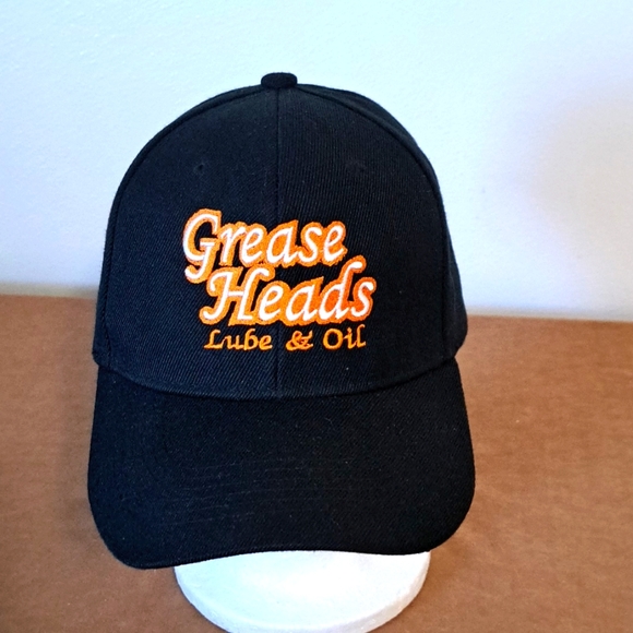 Source Unknown | Accessories | Grease Heads Lube Oil Black Orange Hat ...